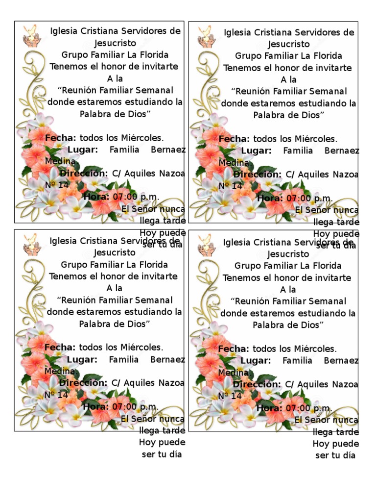 Invitación a Reunión Familiar Cristiana | PDF | Religión y espiritualidad