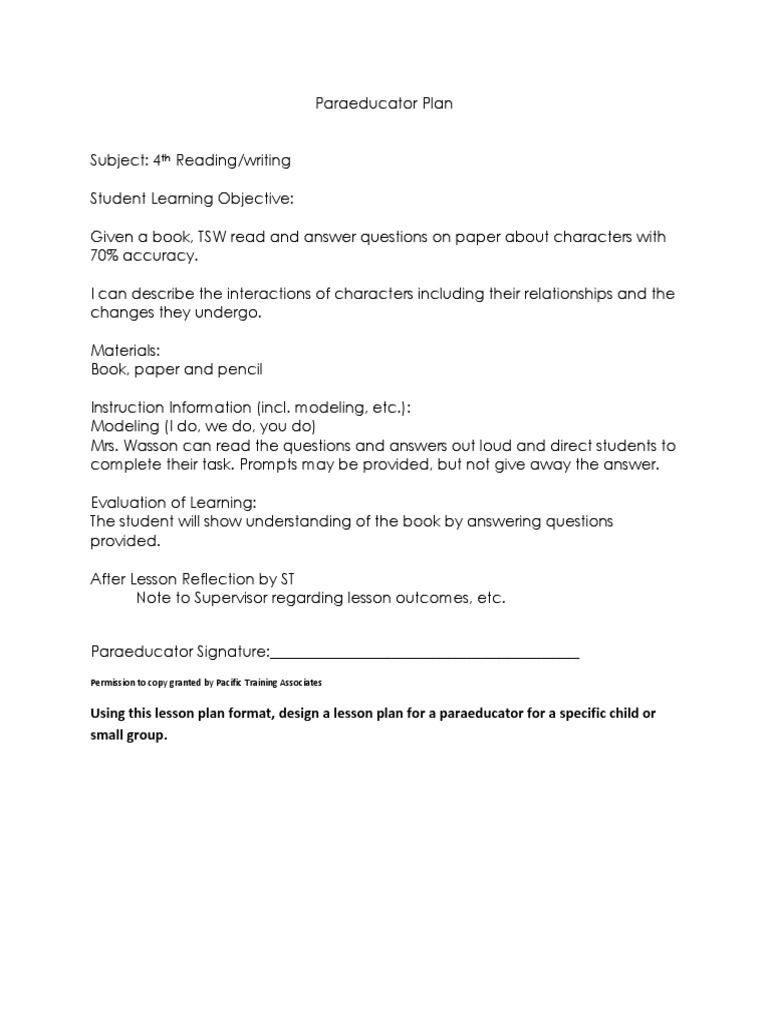 Para Lesson Plan | PDF