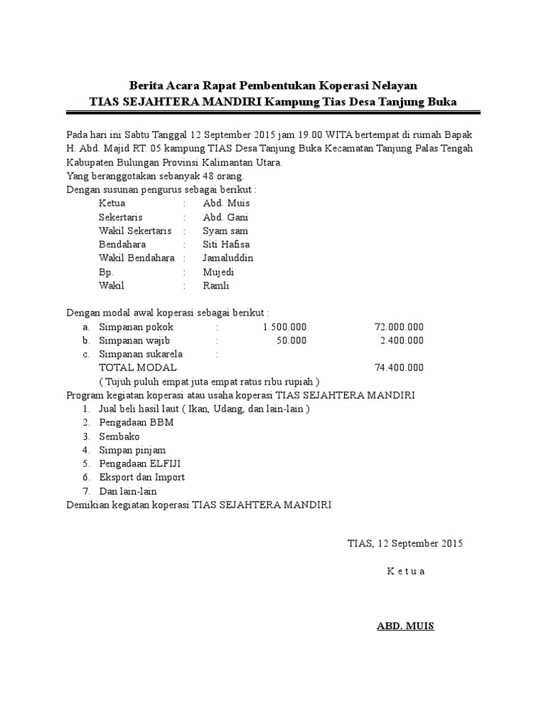 Contoh Susunan Acara Rapat Koperasi - Delinewstv