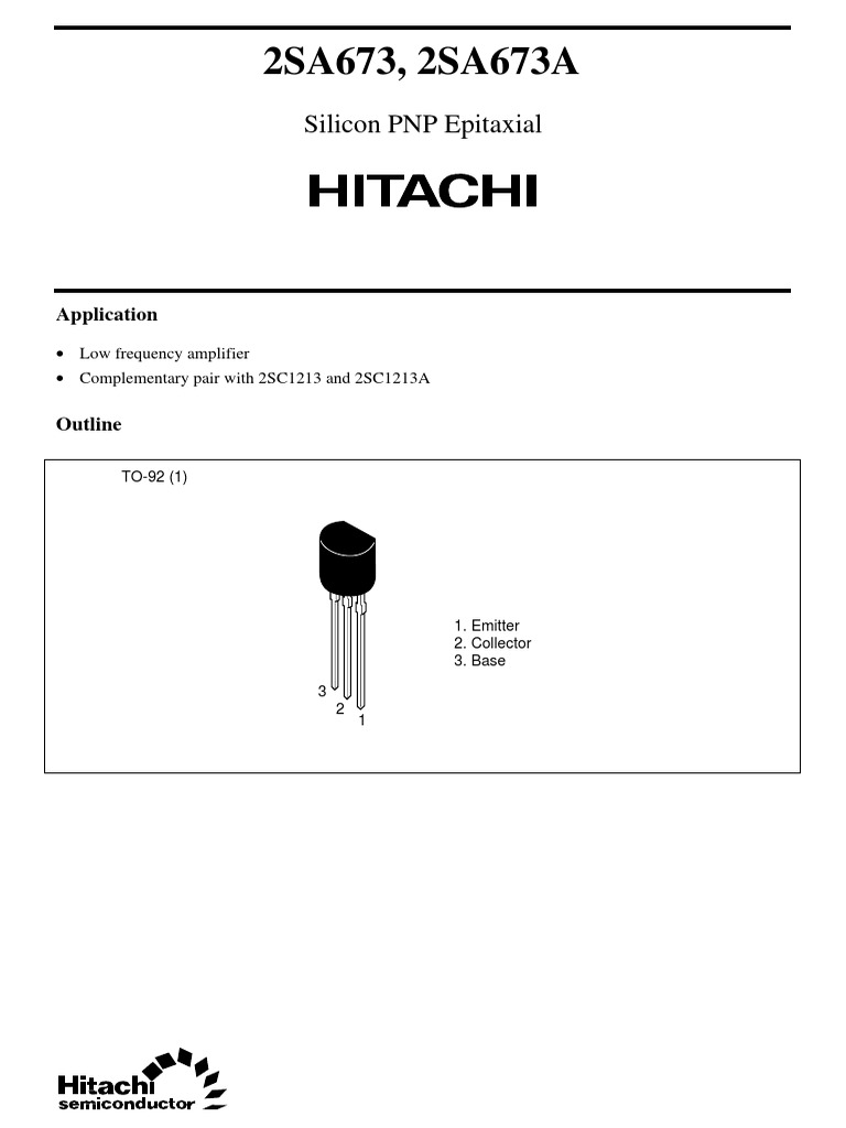A673 Hitachi Semiconductor | PDF | Bipolar Junction Transistor ...