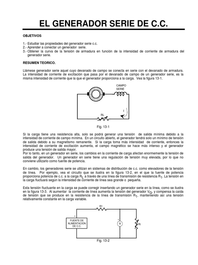 El Generador de CC Serie p13 | PDF | Generador eléctrico | Corriente ...