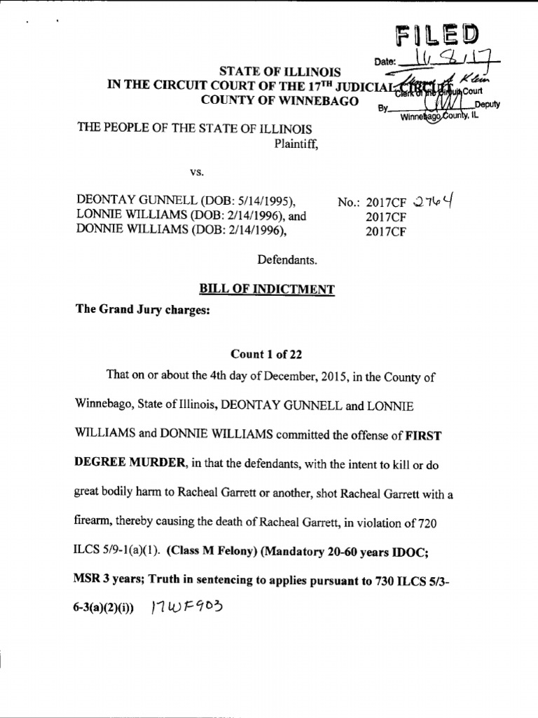 Gunnell-Williams Bill of Indictment | PDF