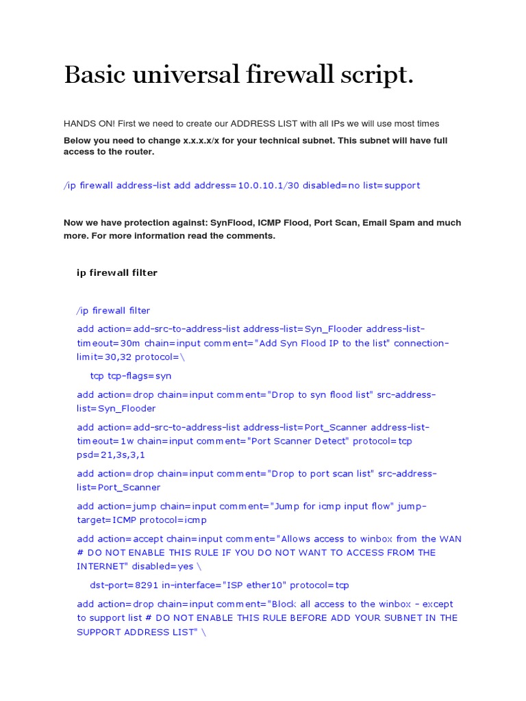Basic Universal Firewall Script | PDF | Firewall (Computing) | Denial ...