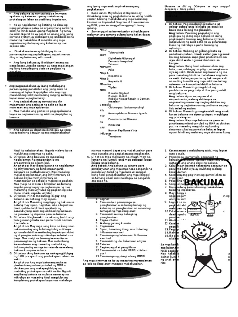 Bakuna Pamphlet | PDF