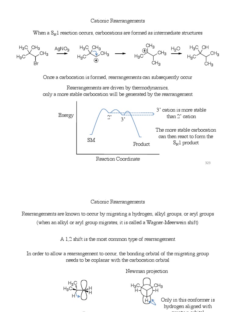 Cationic Rearrangements in SN1 Reactions | PDF | Molecular Orbital ...
