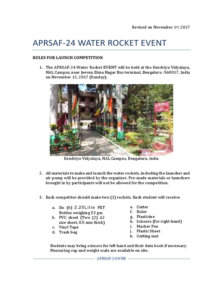 2.aprsaf-24 Water Rocket Event Rules For Launch Competition | PDF ...