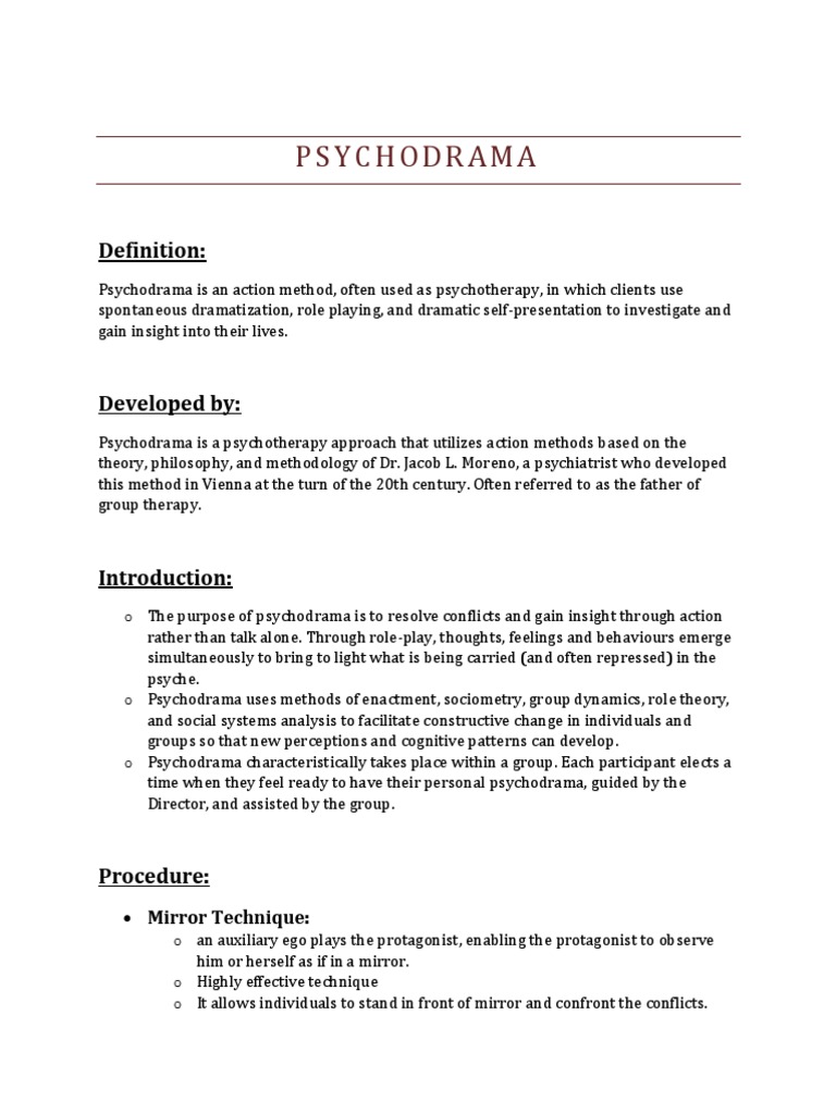 Psychodrama | PDF | Positive Psychology | Psychotherapy