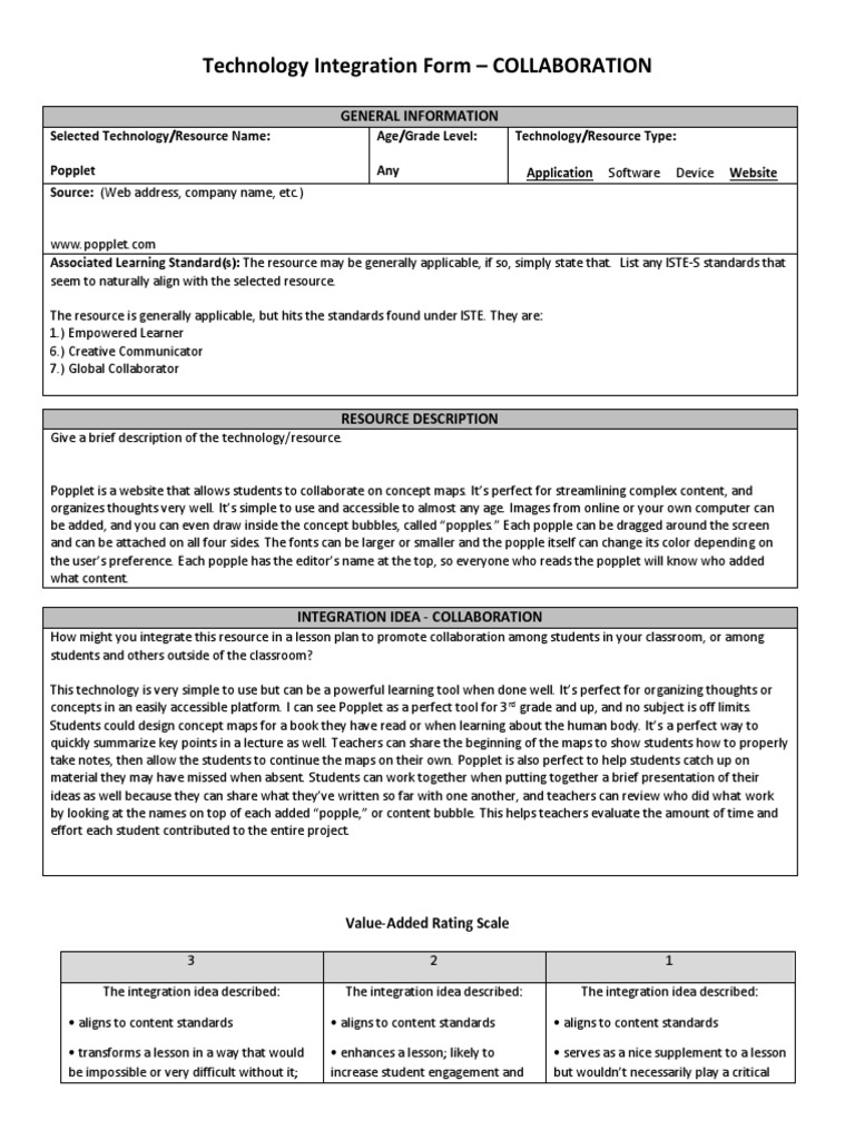 Technology Integration Template-Collaboration | PDF | Communication | Pedagogy