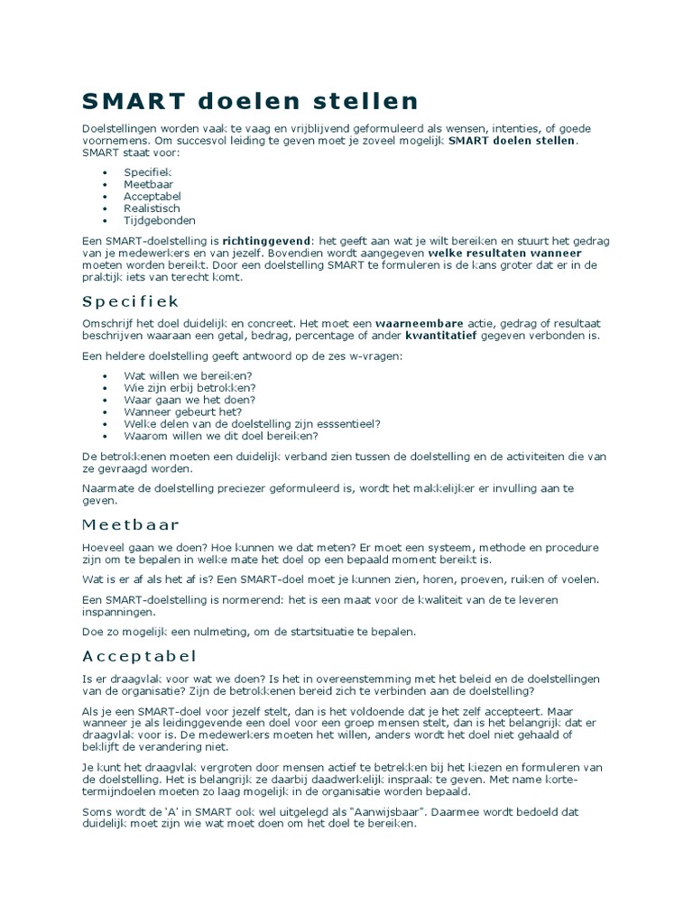 SMART Doelen Stellen | PDF