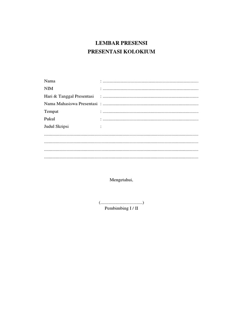Lembar Presensi | PDF