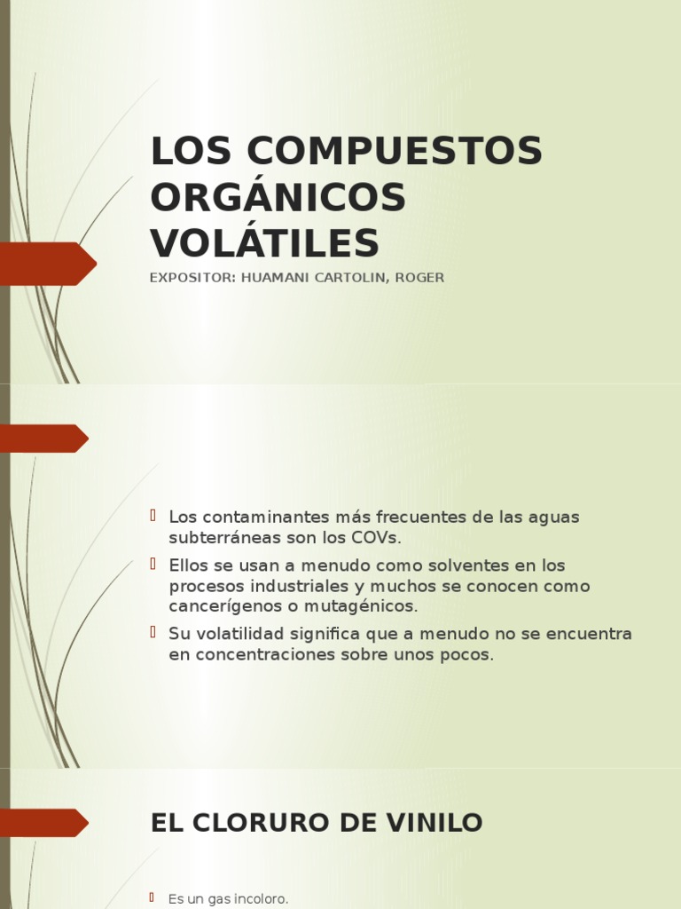 Los Compuestos Orgánicos Volátiles Ppt | Solvent | Pollution