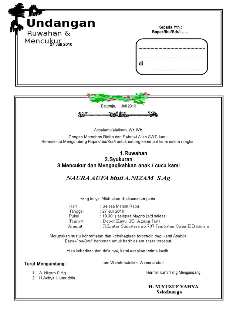 M Aster Undangan Acara Ruwahan | PDF