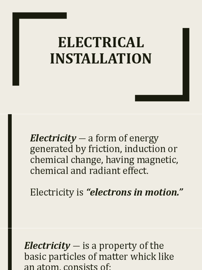 Electrical Installation Basics Explained | PDF | Electric Current ...