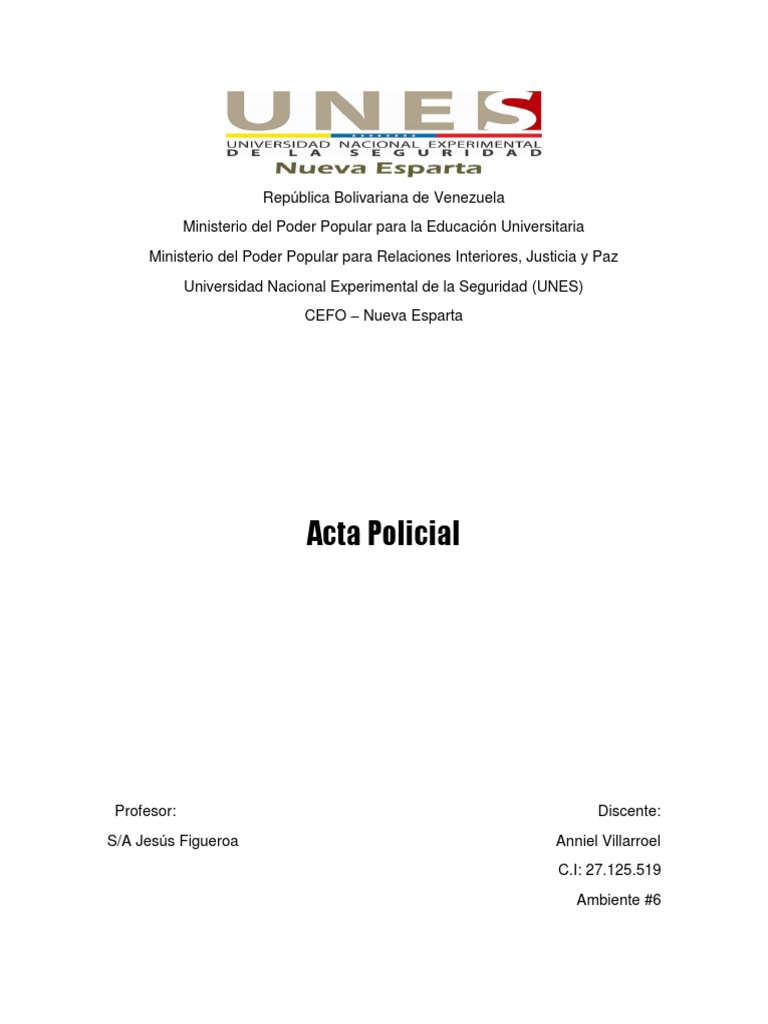 Acta Policial | PDF | Policía | Venezuela