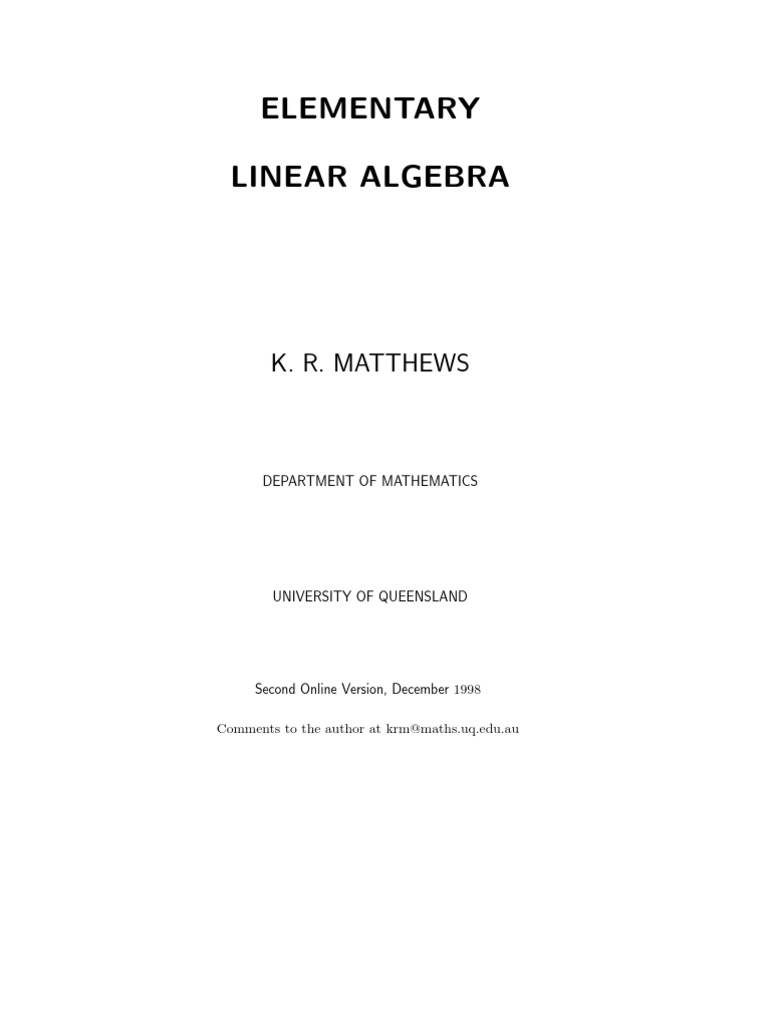 Linear Algebra Book | PDF | Matrix (Mathematics) | System Of Linear ...