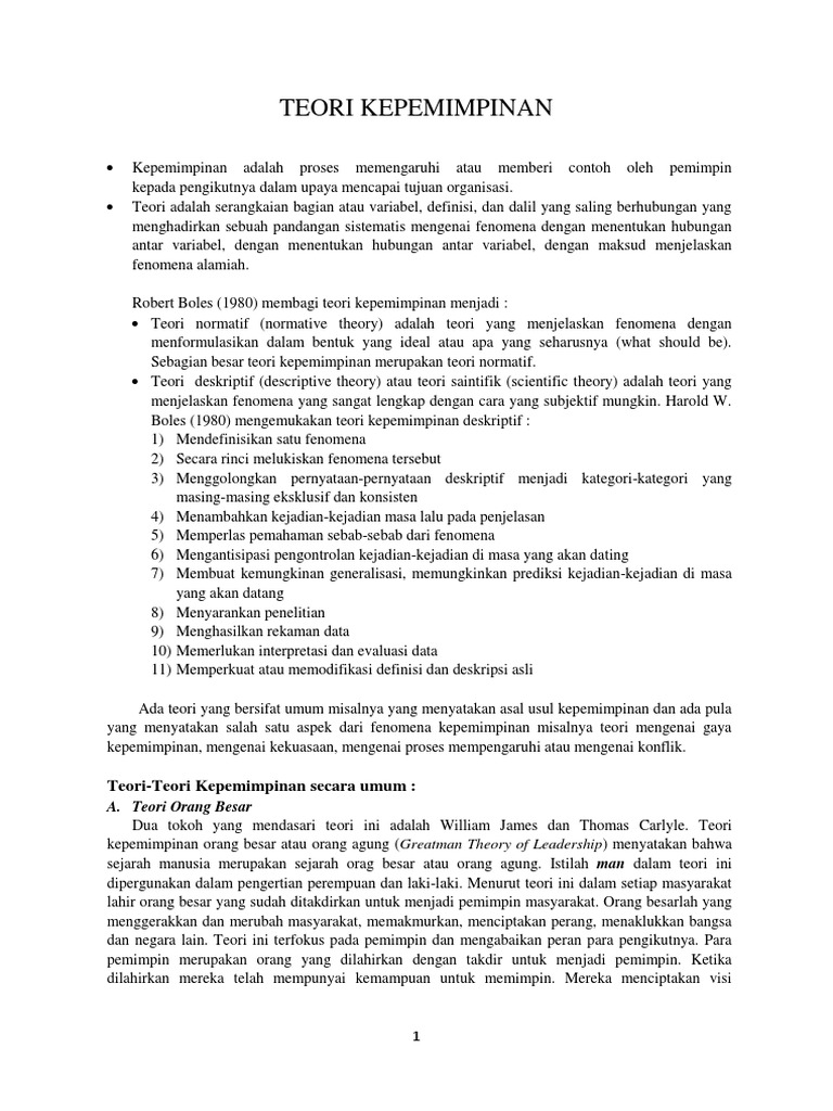 Teori Kepemimpinan | PDF