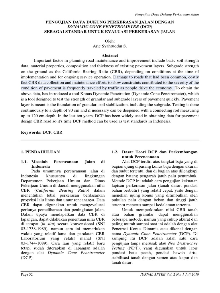 Pengujian Daya Dukung Dengan DCP PDF | PDF | Technology & Engineering