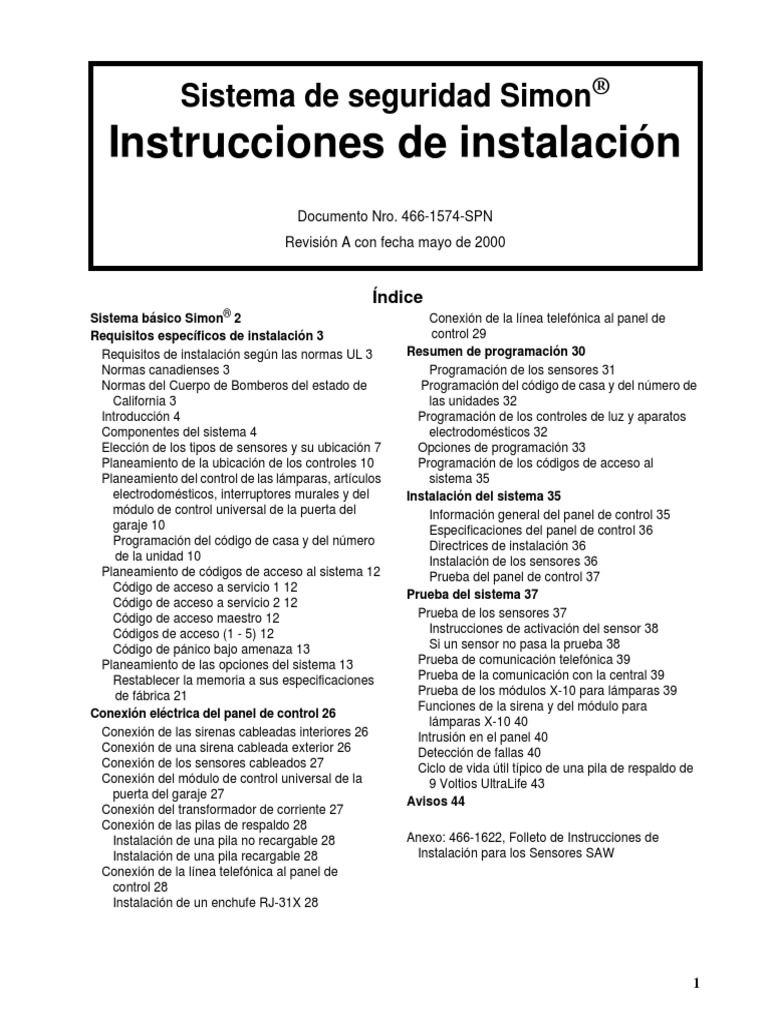 Simon 2 Spanish Installation Manual | PDF | Teclado | Equipo