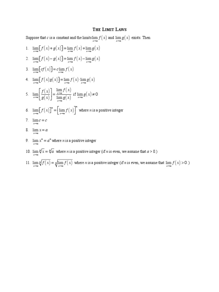Limit Laws and Their Applications | PDF | Teaching Methods & Materials
