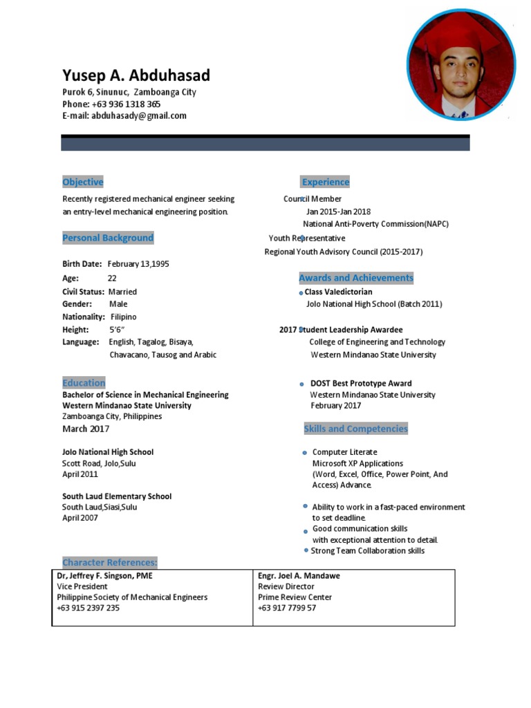 Sample Resume Fresh Grad | PDF | Philippines | Science