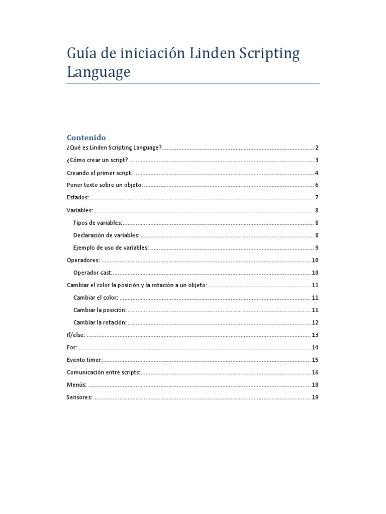Guia Sobre Linden Scripting Language | PDF | Variable (informática ...