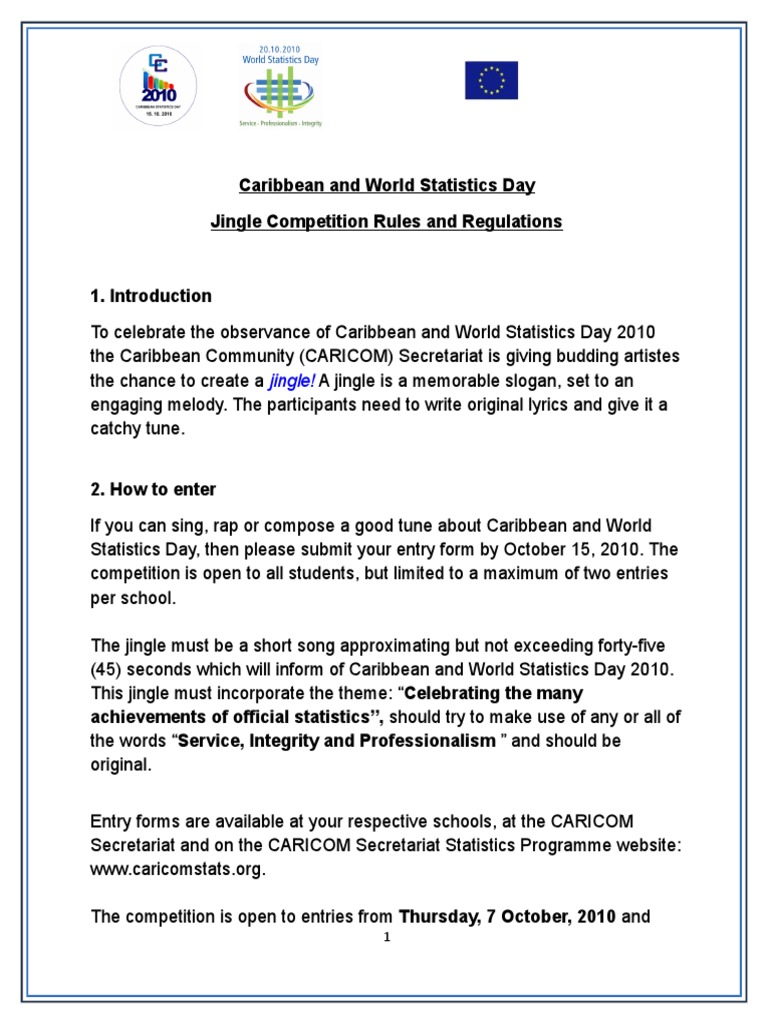 Jingle Competition Information and Regulations | PDF