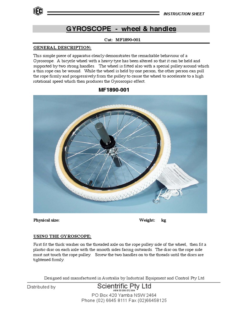 GYROSCOPE - Wheel & Handles: Scientrific Pty LTD | PDF | Gyroscope ...