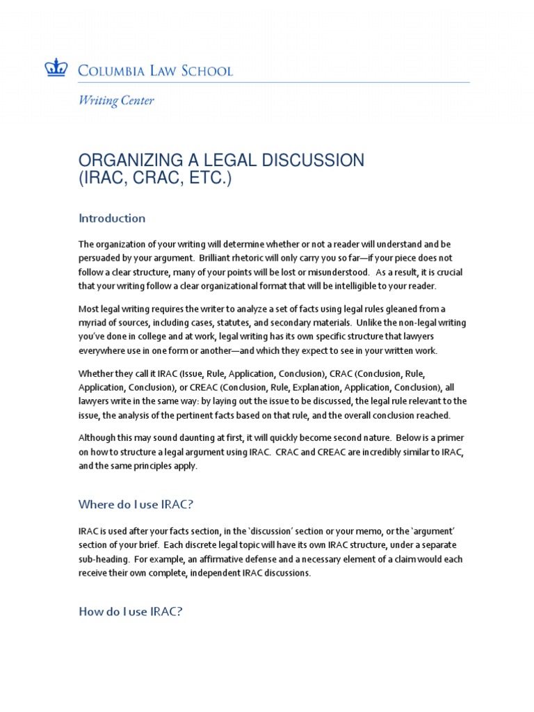 Organizing A Legal Discussion | PDF | Reasonable Person | Precedent