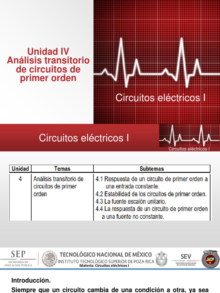 UNIDAD IV Análisi Transitorio de Circuitos de Primer Orden. | PDF | Inductor | Condensador