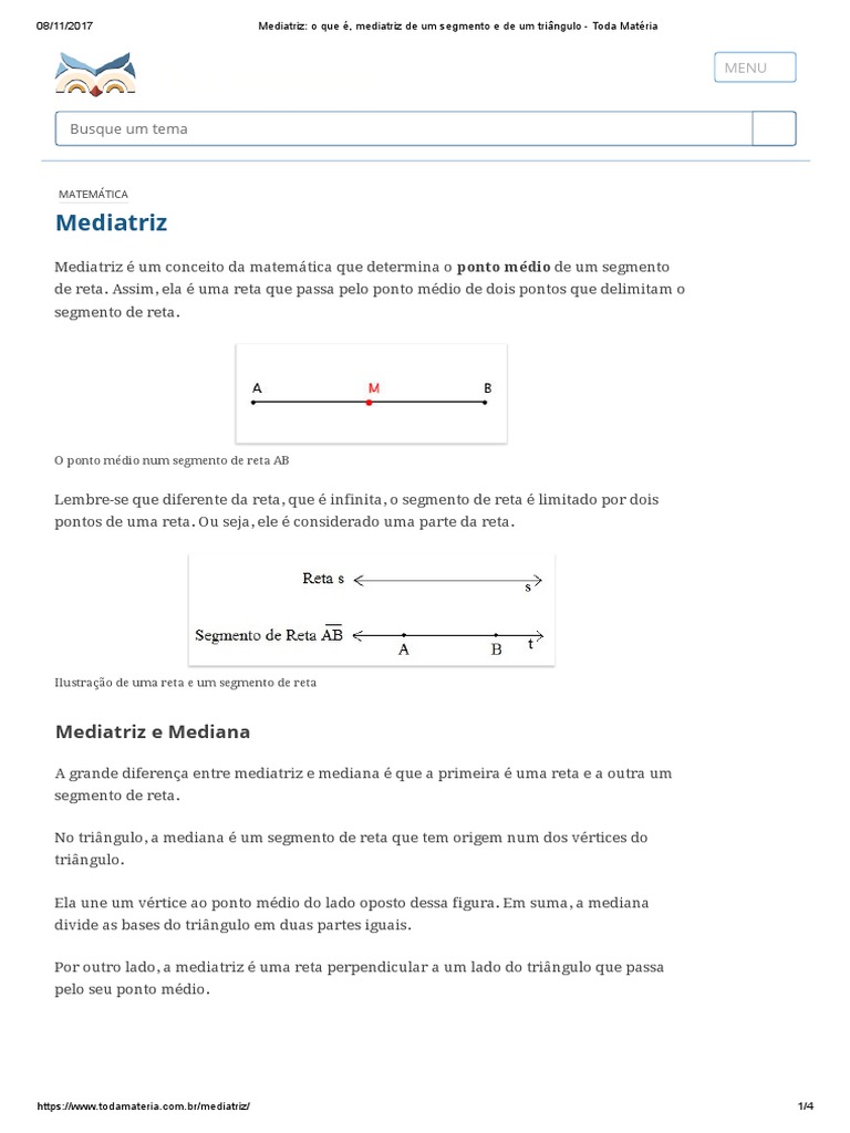 Mediatriz_ o Que é, Mediatriz de Um Segmento e de Um Triângulo - Toda ...