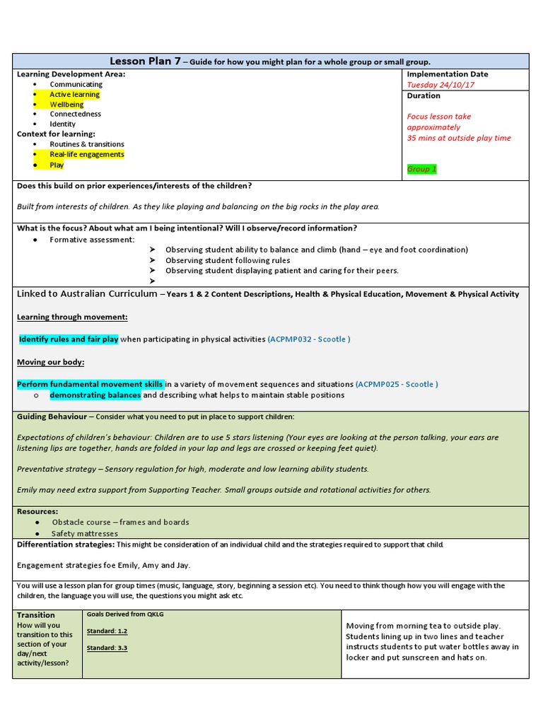 Lesson Plan 7: Linked To Australian Curriculum | PDF | Lesson Plan ...
