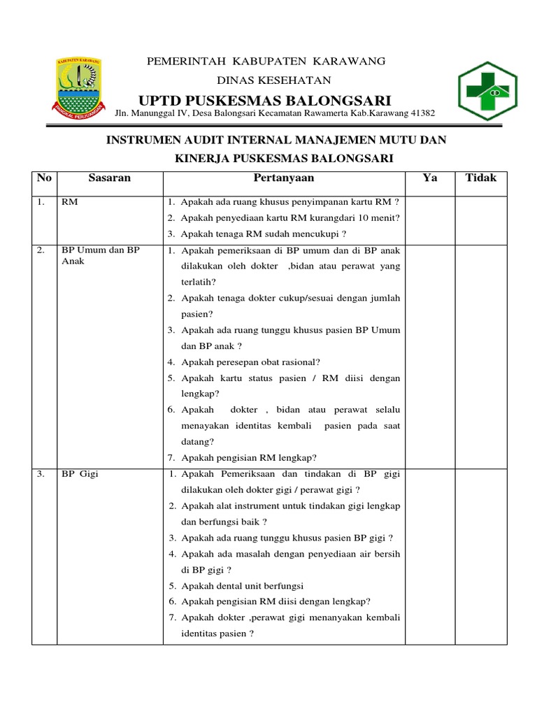 3.1.4.2 Instrumen Audit Internal | PDF