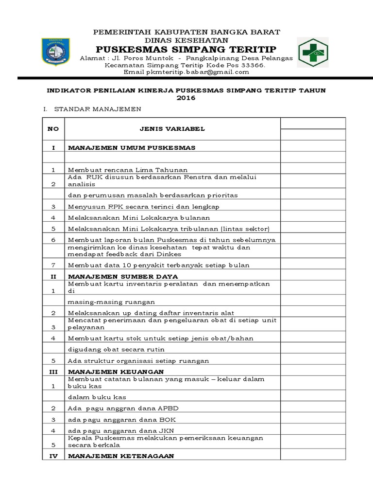 Indikator Kinerja PKM Teritip | PDF