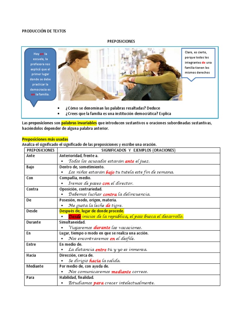 Preposiciones y Conectores | PDF | Preposición y Postposición | Cuba