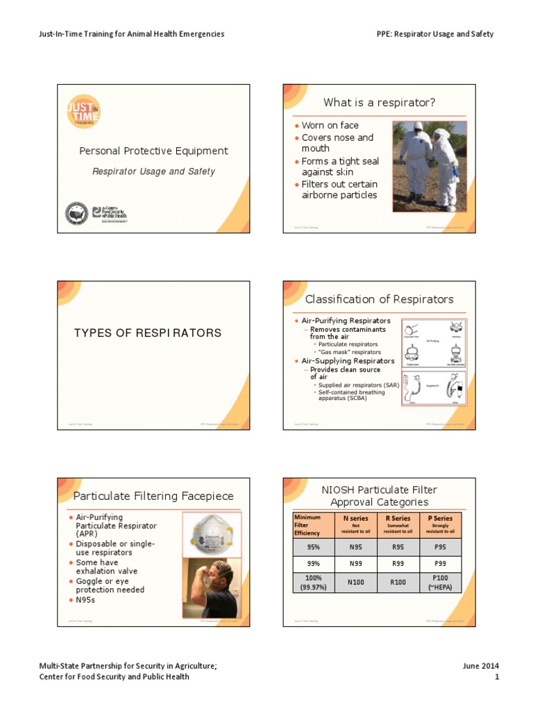04 PPE Respirator Usage Safety PPT 6slide HANDOUT | PDF | Personal ...