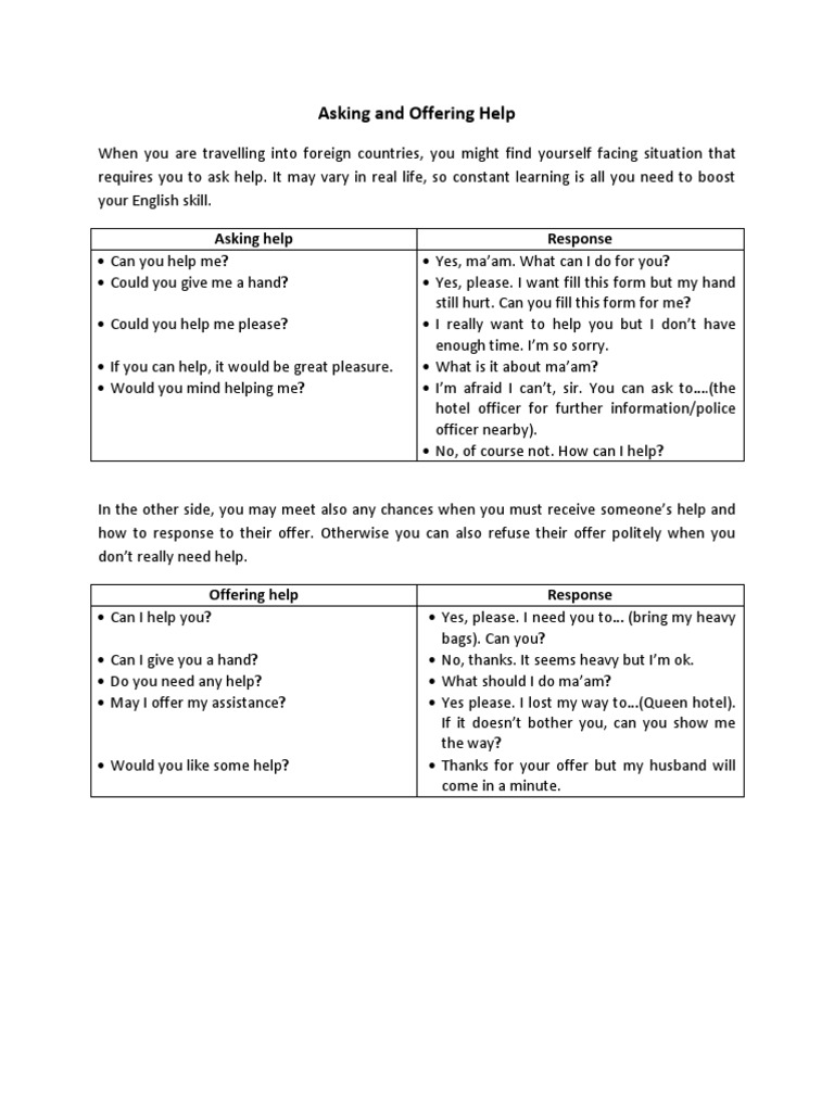 Asking & Offering Help | PDF