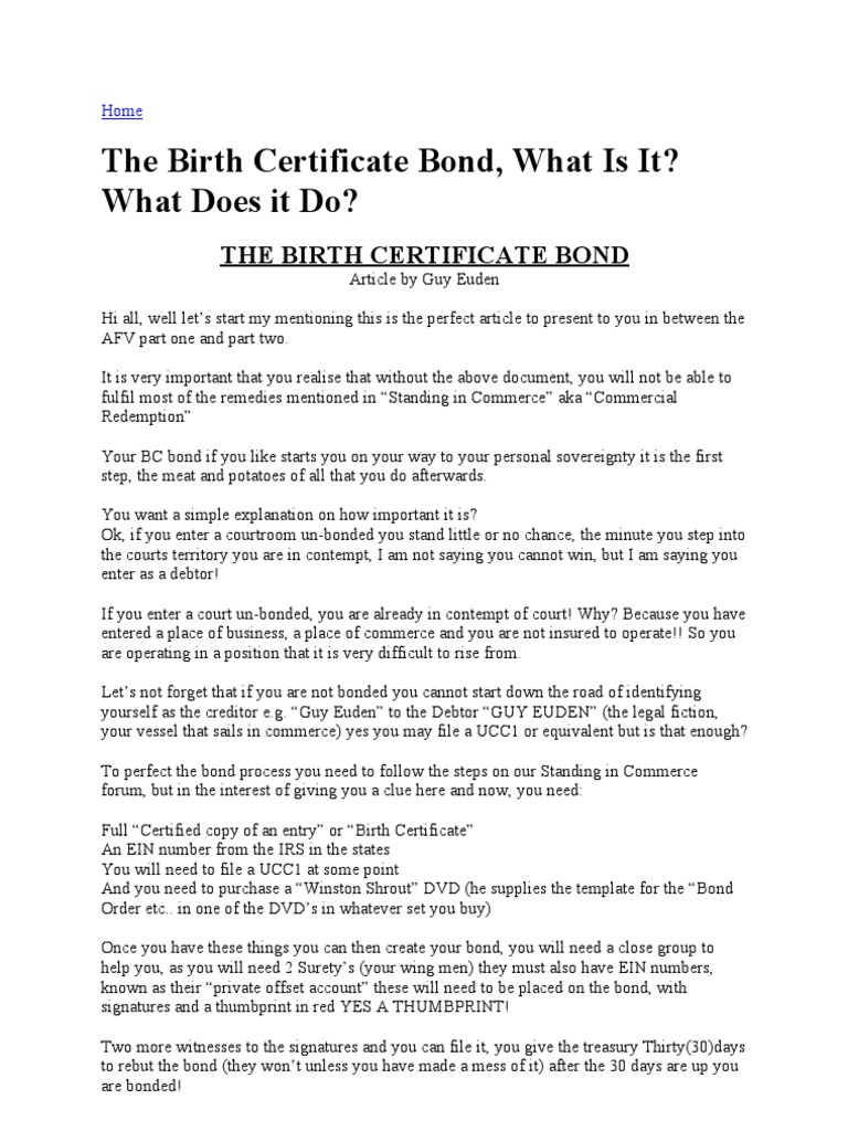 Birth Bond | PDF | Government | Business