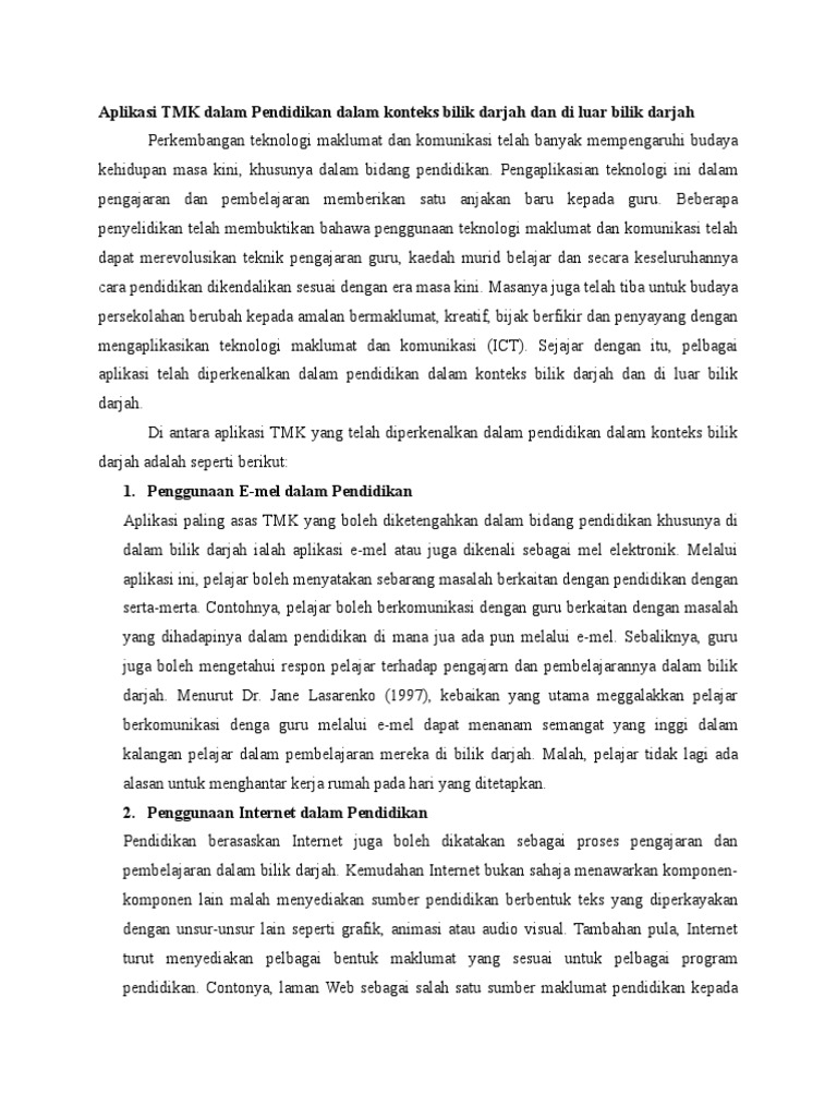 Aplikasi TMK Dalam Pendidikan | PDF
