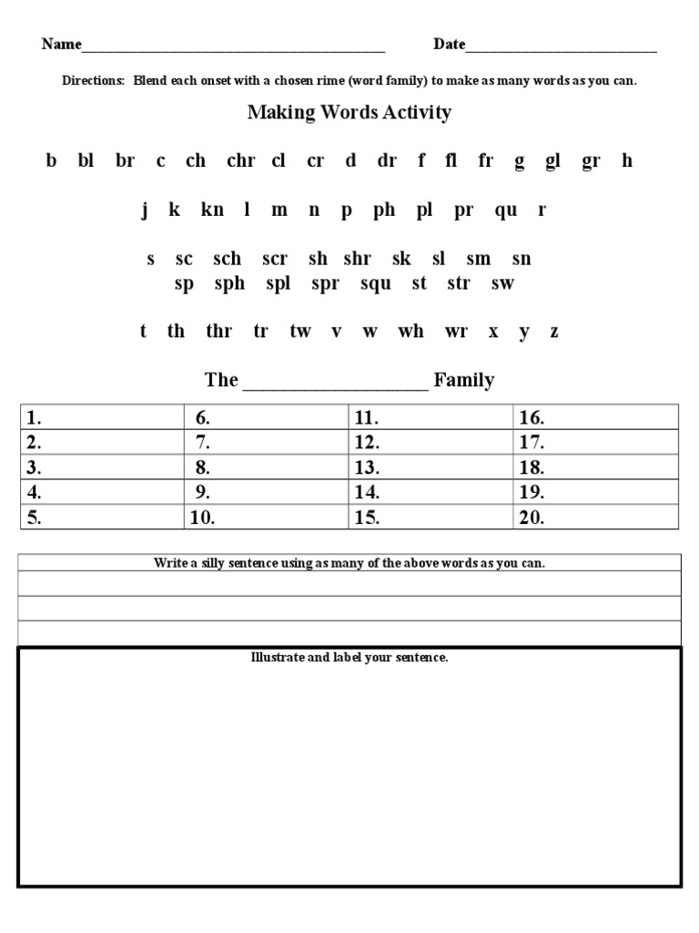 Word Family Activity | PDF