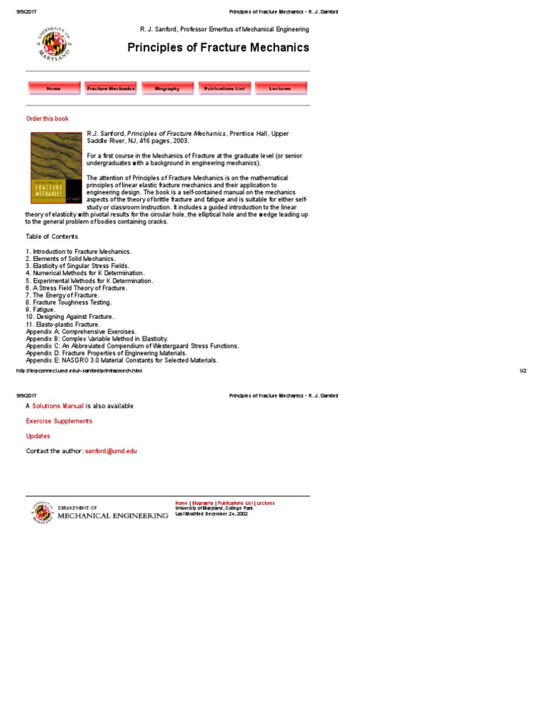 Principles of Fracture Mechanics: An Introduction to the Linear Theory ...