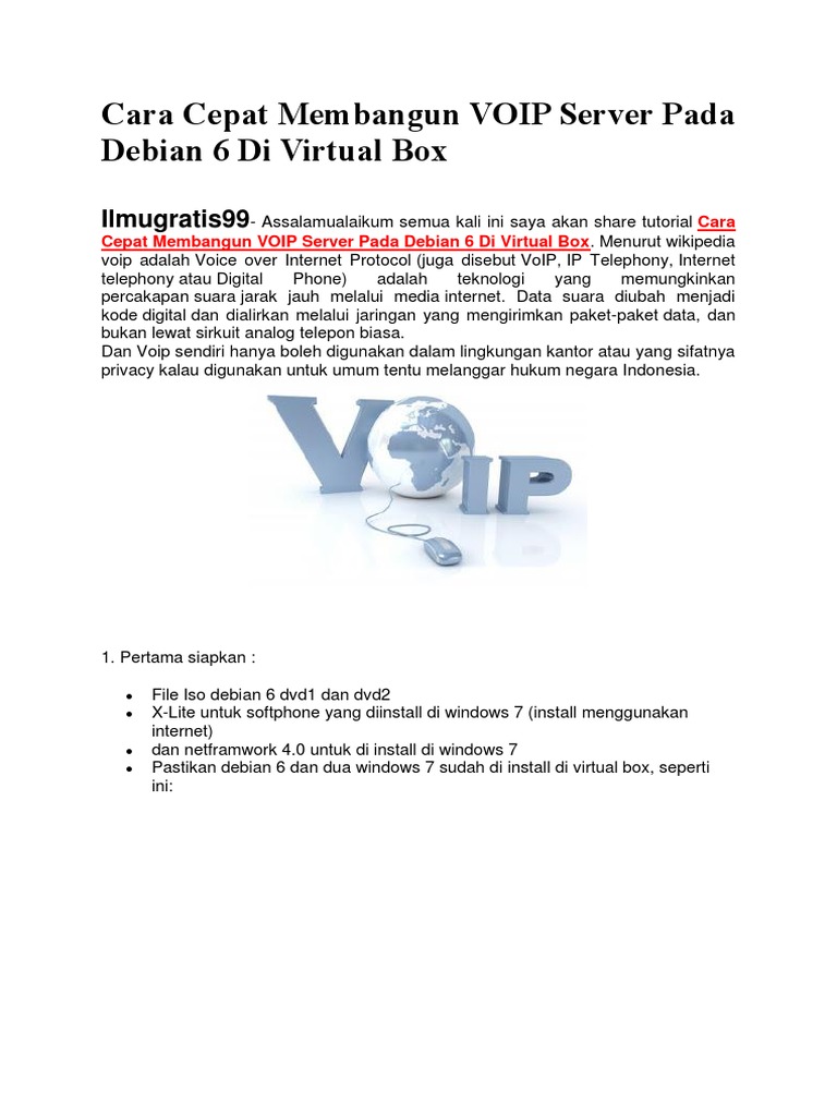 VOIP Server Debian 6 Virtual Box | PDF