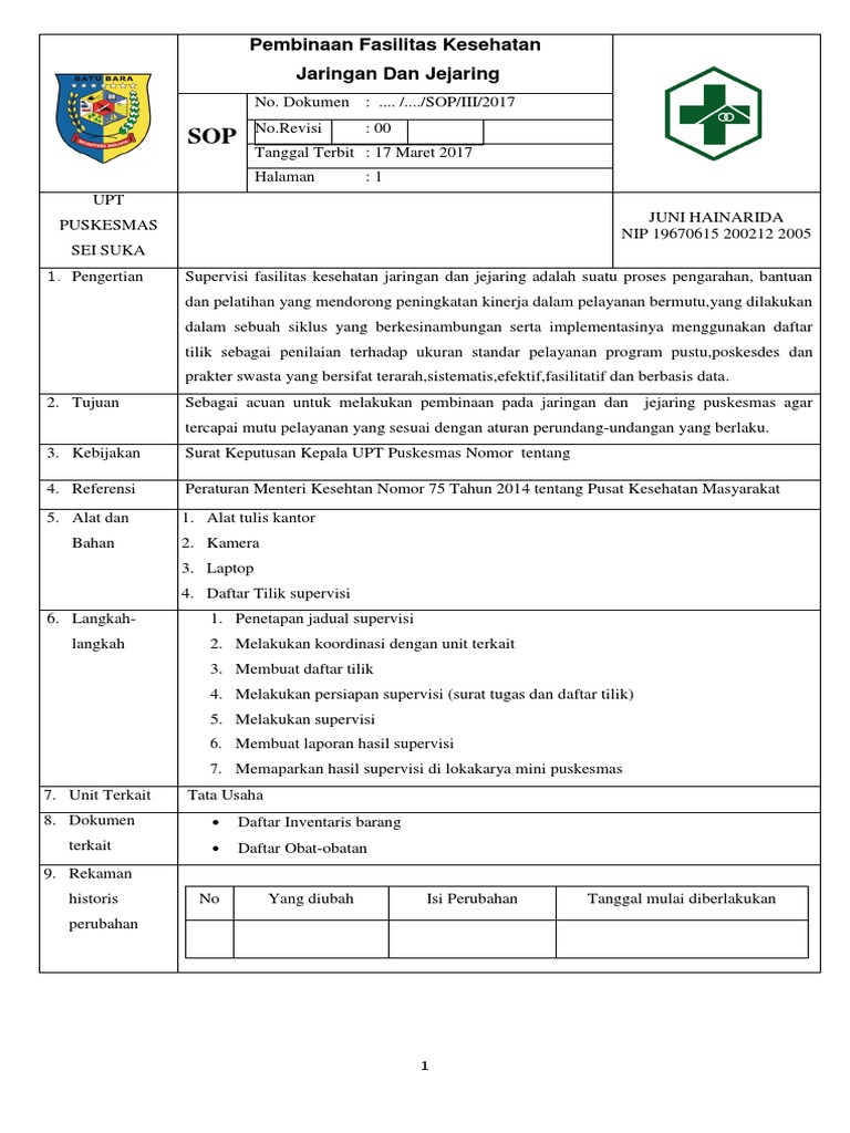 SOP Supervisi Jaringan Dan Jejaring | PDF