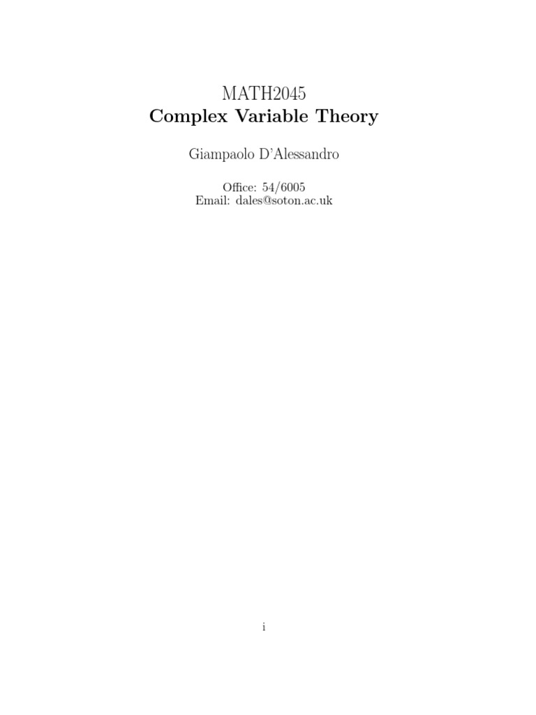 MATH2045: Vector Calculus & Complex Variable Theory | PDF | Complex Number | Exponential Function