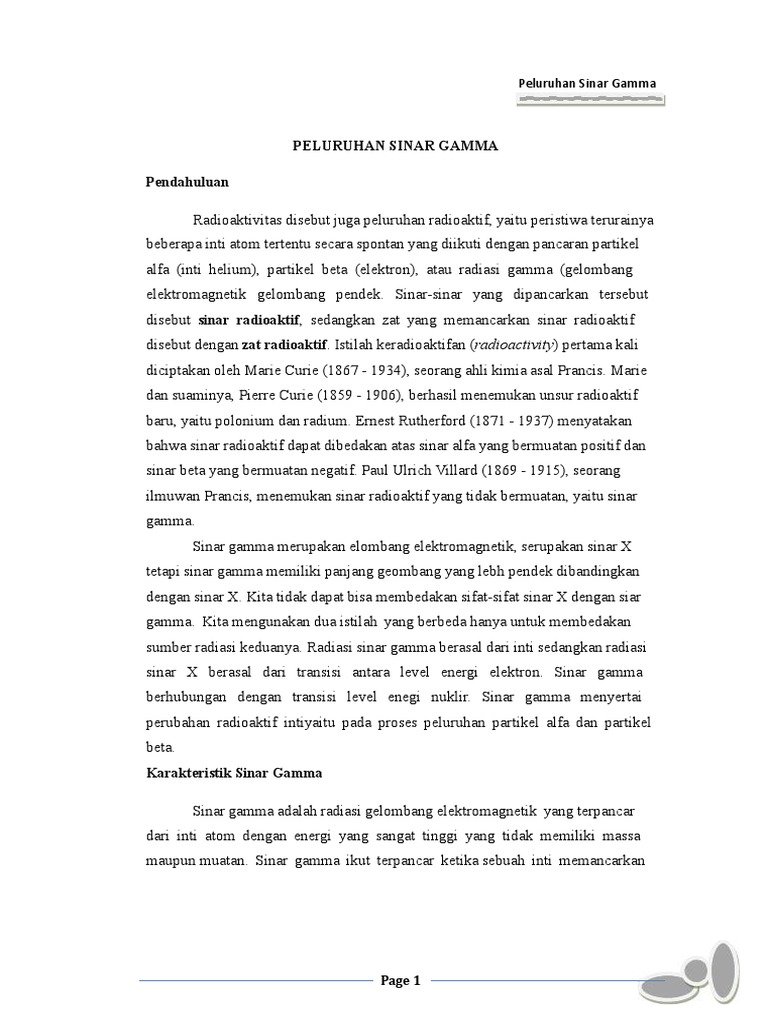 Makalah Peluruhan Sinar Gamma | PDF