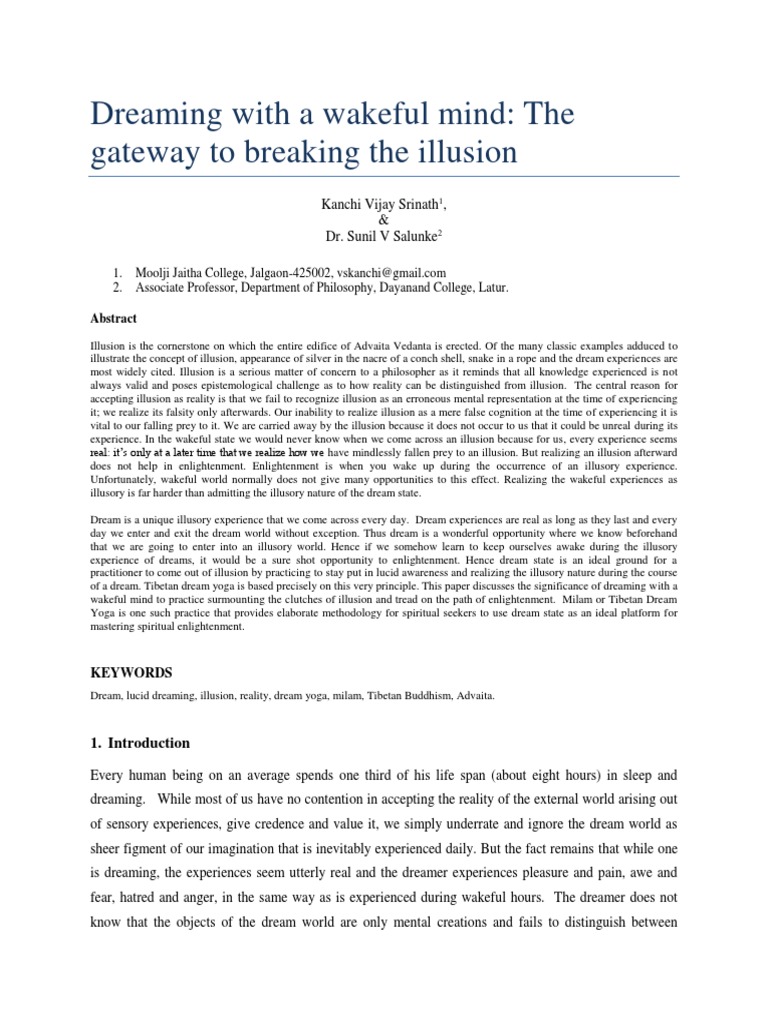 Dreaming With A Wakeful Mind | PDF | Dream | Experience