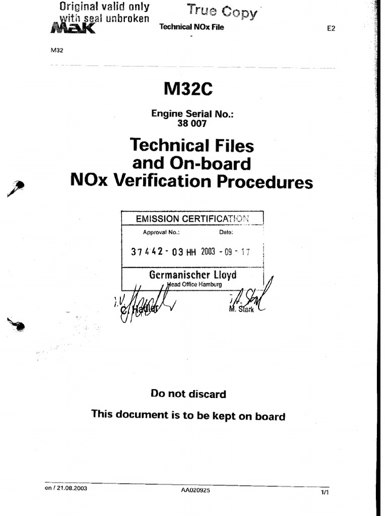 M32C Technical Files and On Board NOx Verification Procedures | PDF ...