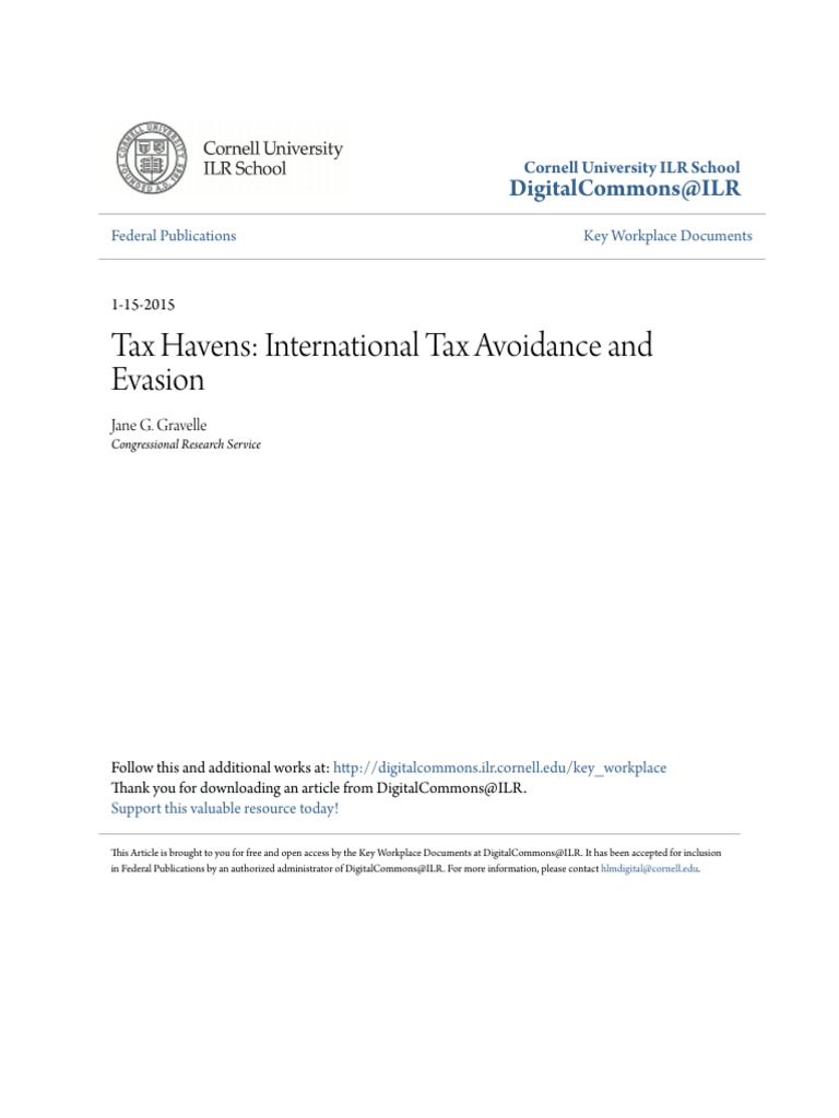 Tax Havens: International Tax Avoidance and Evasion: Digitalcommons@Ilr ...