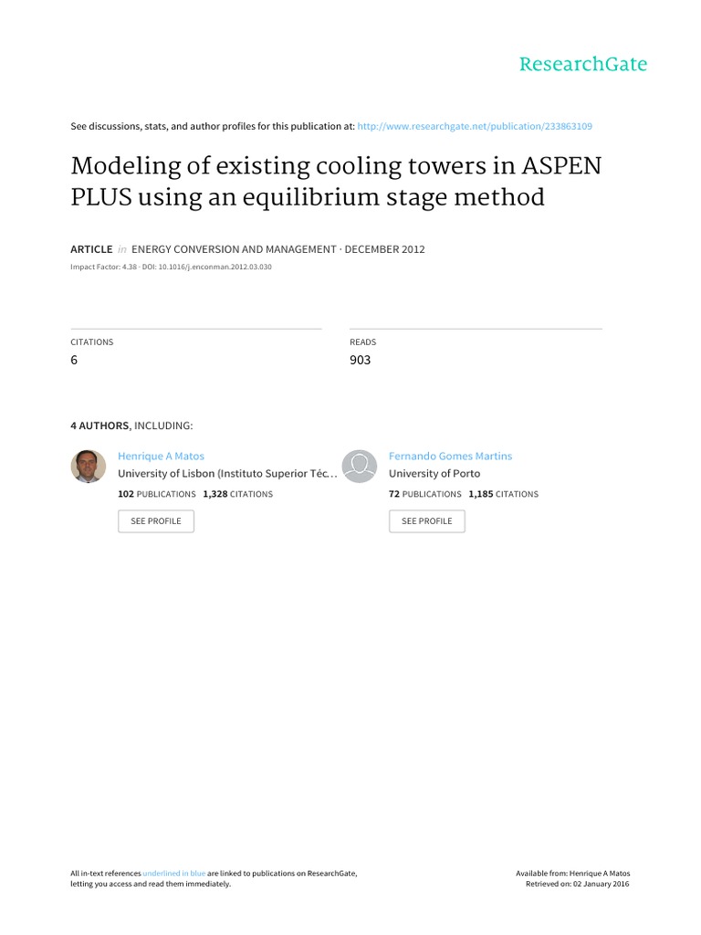 Cooling Tower Modelling | PDF | Heat | Relative Humidity
