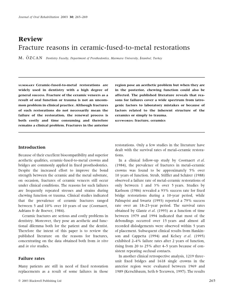 Fracture Reaons in PFM | PDF | Fracture | Ceramics