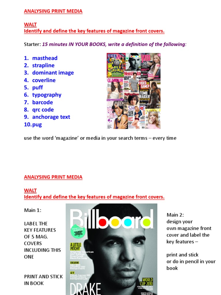 Masthead 2. Strapline 3. Dominant Image 4. Coverline 5. Puff 6 ...